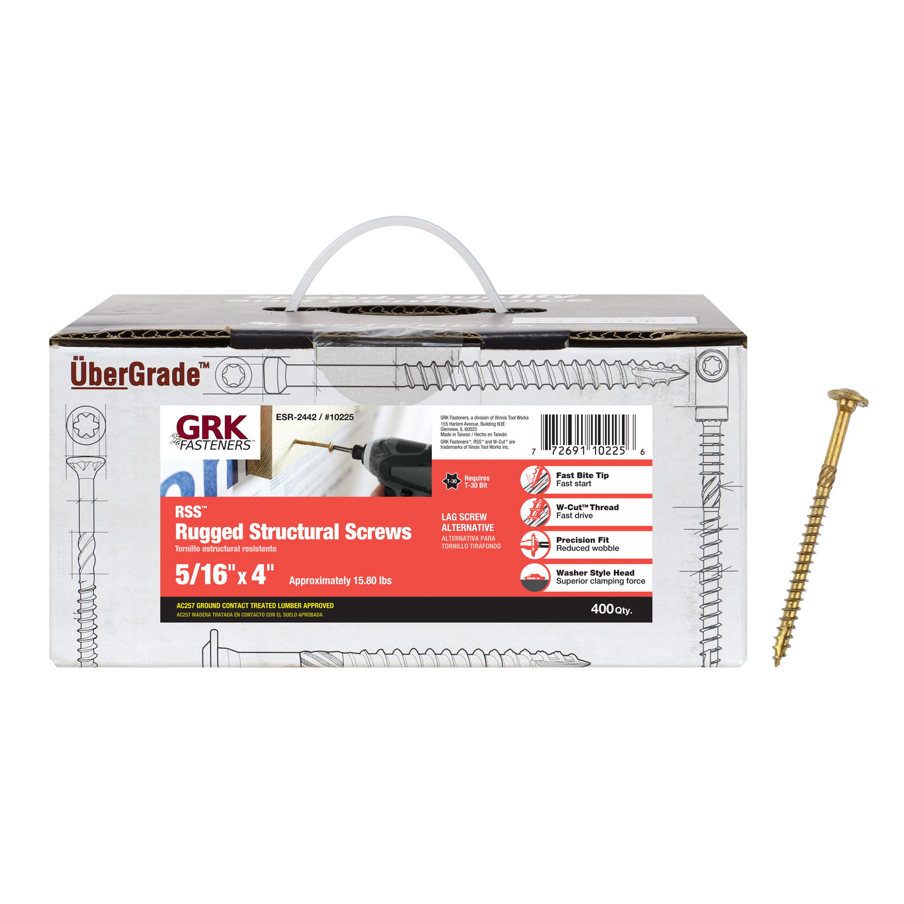 GRK RSS RUGGED STRUCTURAL 5/16"X5-1/8" SCREW 50CT RSS516518HP GRK12231 ...