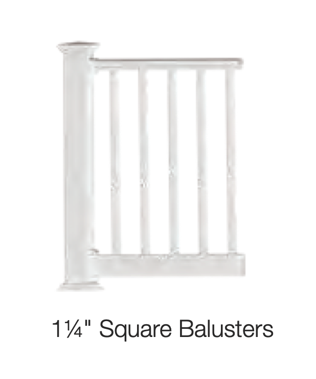 RDI ENDURANCE 6' X 36" STAIR RAIL KIT SQUARE BALUSTER WHITE VINYL ...