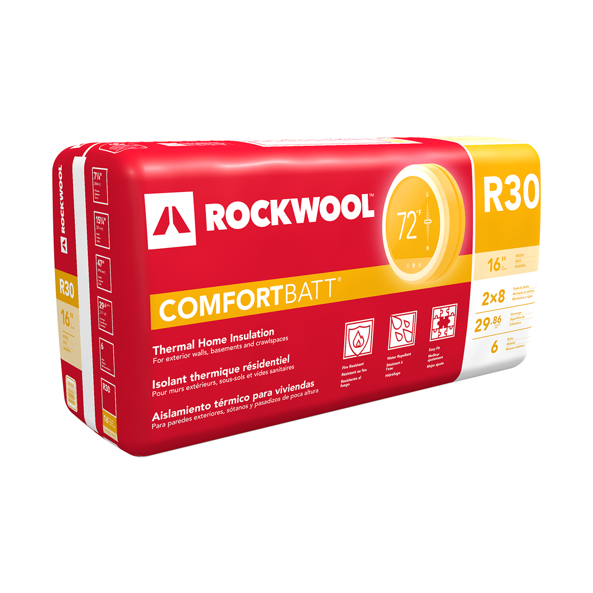 ROCKWOOL COMFORT BATT 9-1/2"X15-1/4"X47" R38 4-BATTS 19.9SF RXCB381525 ...